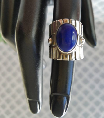 RAPUL CANO MEXICO STERLING SILVER 925 Natural LAPIS LAZULI WIDE RING ...
