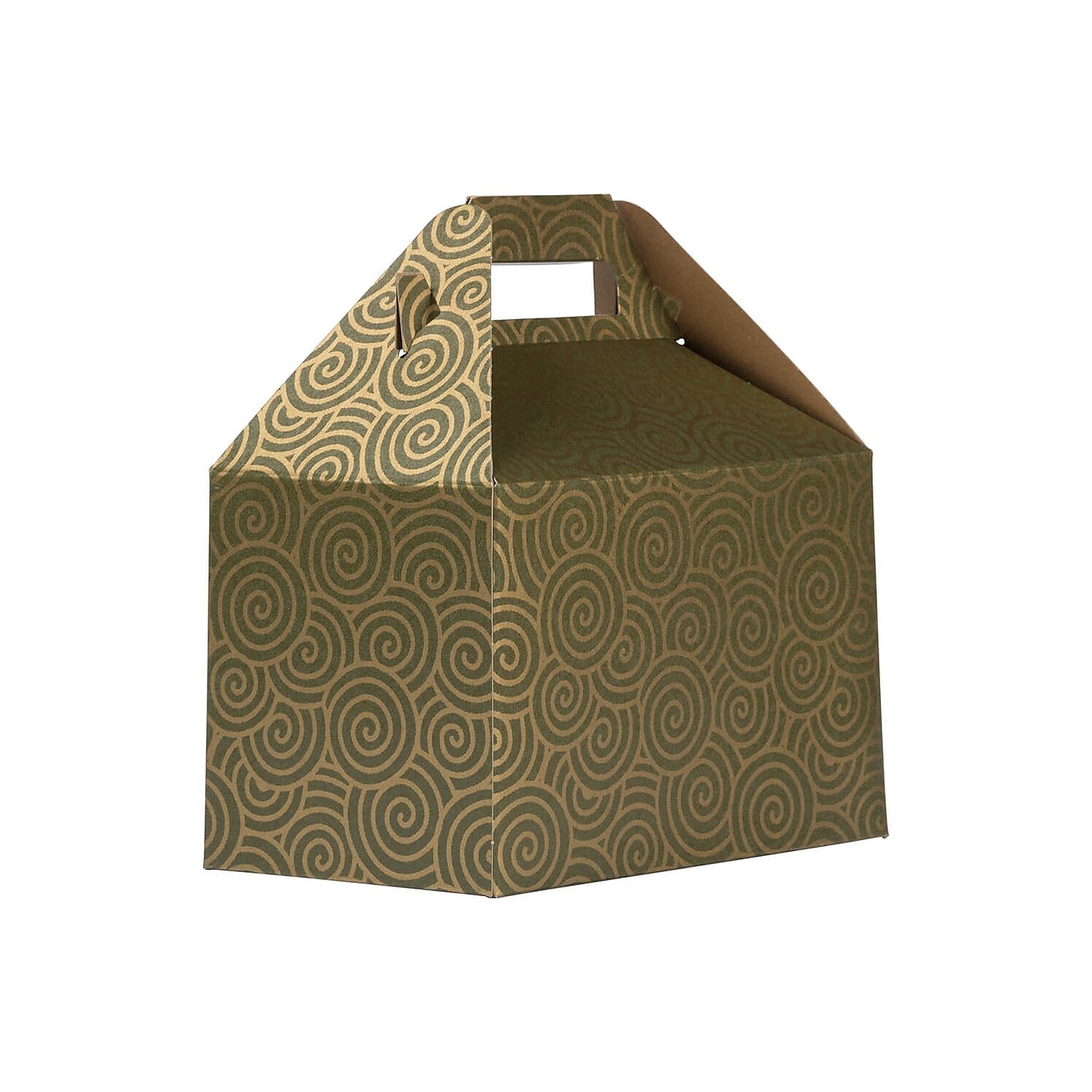 JAM Paper Gable Gift Box w/Handle Medium 4 x 8 x 5 1/4 Green and Gold ...