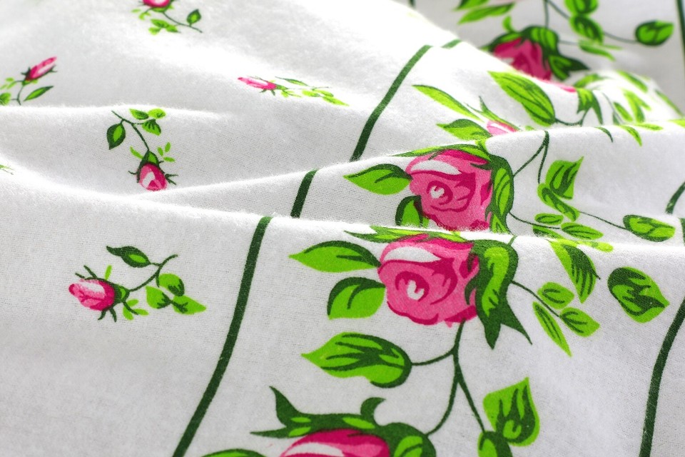 Rosebud Pattern 100% Brushed Cotton Duvet Cover Bed Set Single Double ...