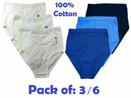 Mens Y Fronts 100% Cotton Briefs Underwear White Blue Under Wear Pants ...