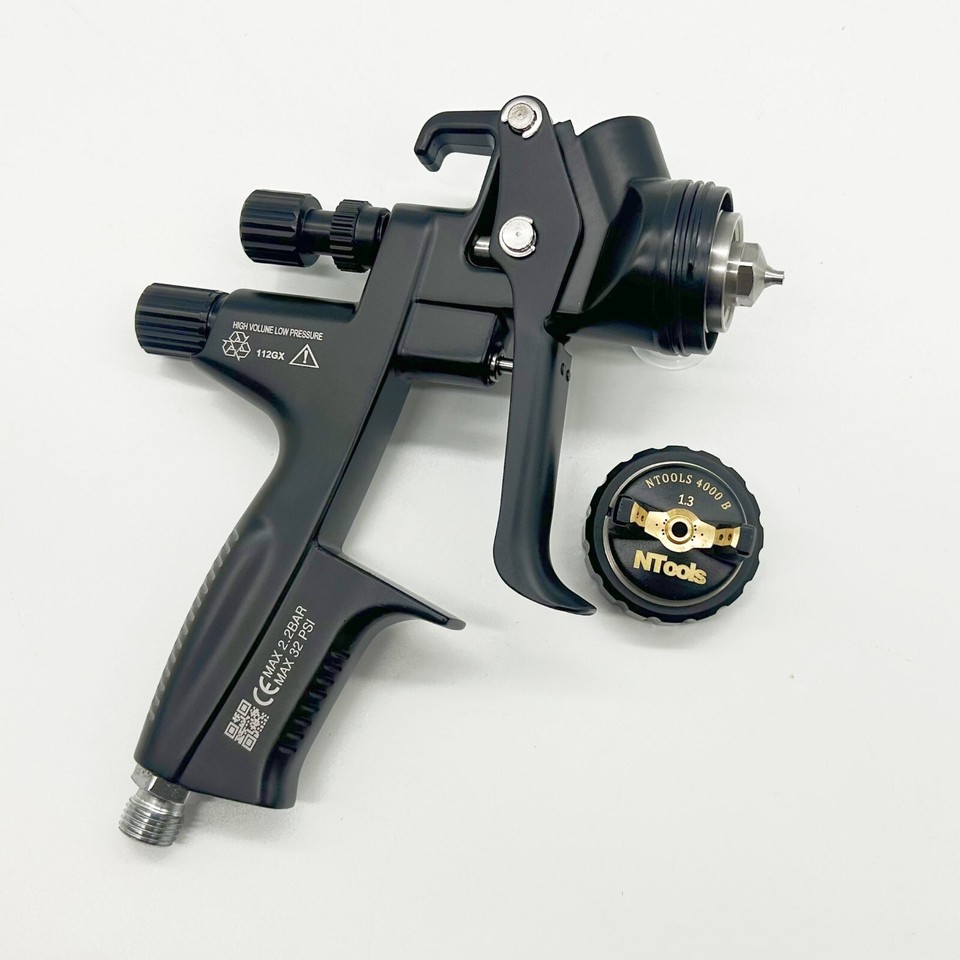 NTOOLS 4000B HVLP Spray Paint Gun with 1.3 Nozzle | Air Spray Gun | Low Overspray | 20oz. | Set ...