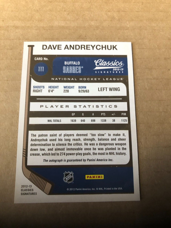 2012-13 Classics Signatures Autographs #111 Dave Andreychuk | eBay