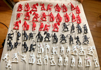 Vintage MPC Plastic 45mm Red, Black & White Playset Soldiers - Medieval ...