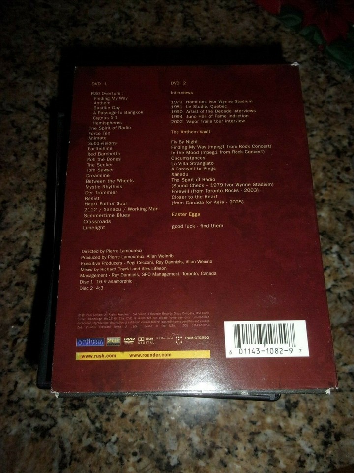 RUSH: R30 - 30TH ANNIVERSARY WORLD TOUR - 2-DVD SET - VERY GOOD ...