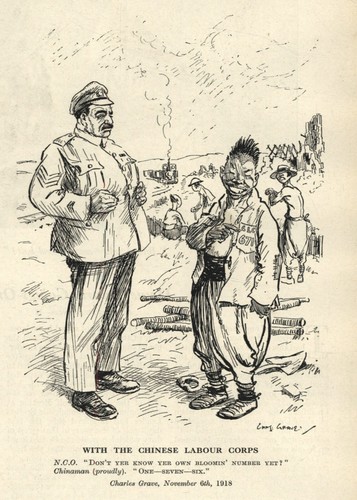 VINTAGE WW1 BRITISH CARTOON "With the Chinese Labor Corps" CLC {BRITISH ...