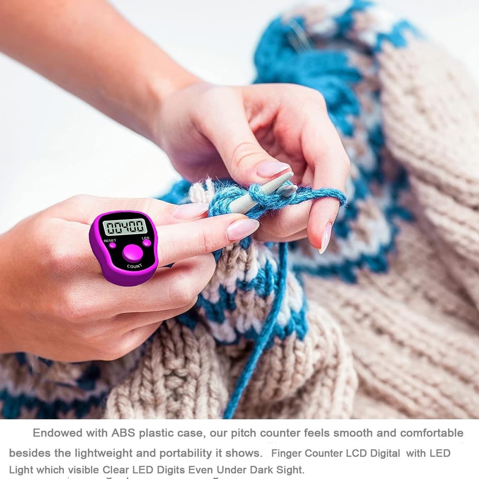 Stitch Counters 2 Pcs LED Digital Row Counter and Markers Purple pink ...