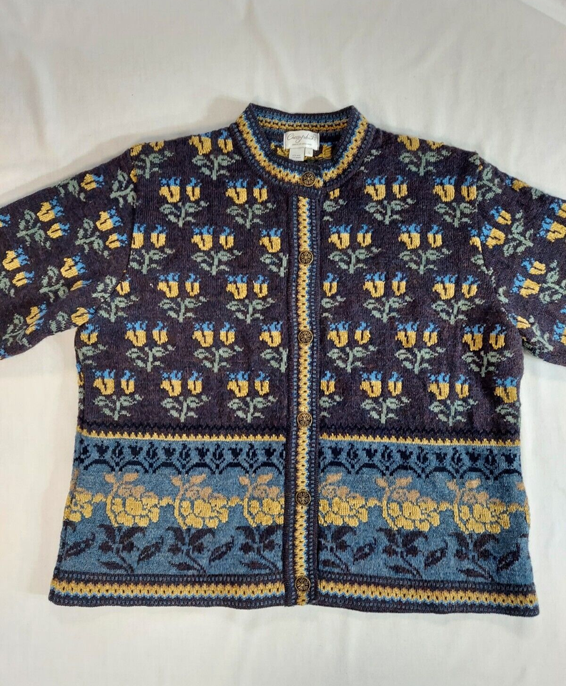 Cherry Lewis Women's Vintage Wool Blend Tulip Pattern Sweater, Size L ...
