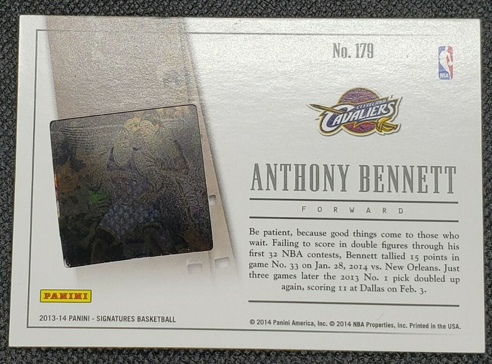 ANTHONY BENNETT 2013-14 Panini Signatures Rookie FILM CELL ONYX SP #/20 ...