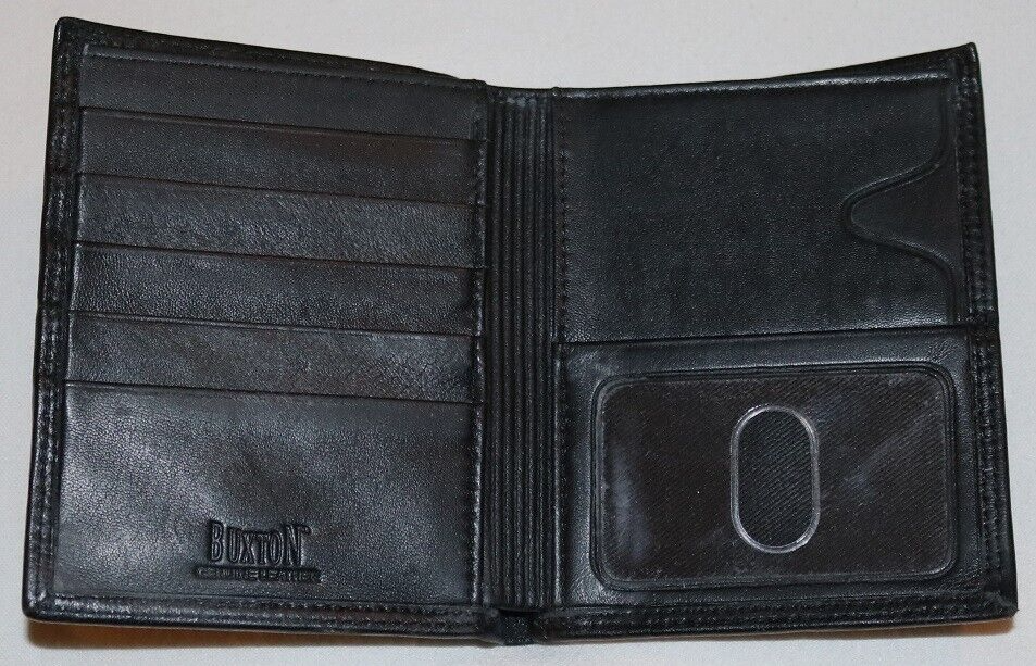 Buxton Credit Card Genuine Leather Billfold Wallet Black Card Folio ...