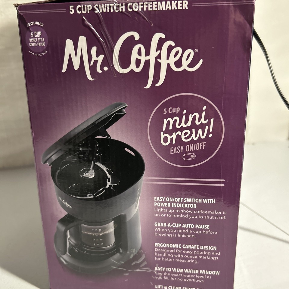Mr Coffee 5-Cup Mini Brew Switch Coffee Maker, Black Model BVMC ...
