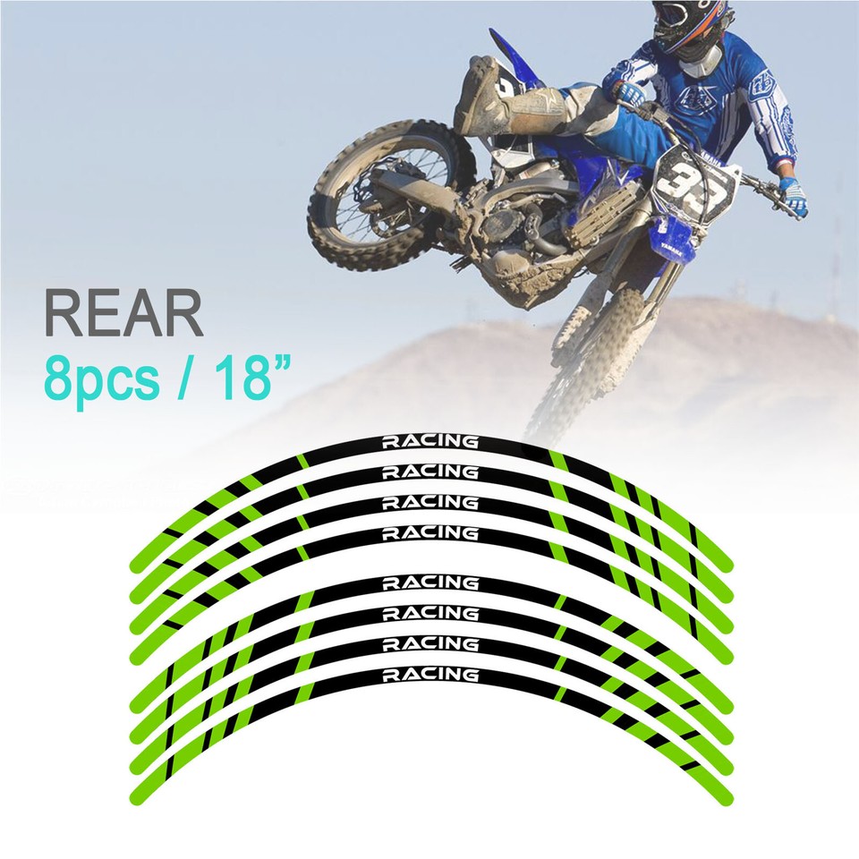Stripe02 21 18 inch Wheel Rim Sticker Set For Kawasaki KLX 400 KLX 140G ...