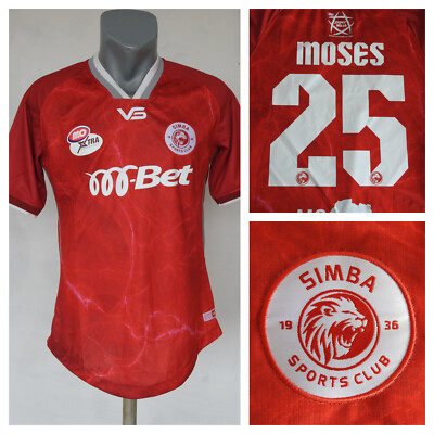FC Simba 2022 Home Jersey #25 Moses VG Red Shirt Size L Football Soccer ...