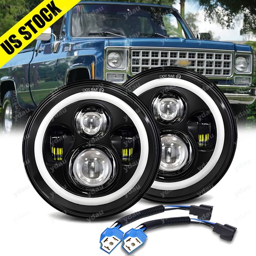 For 1975-1980 Chevy K10 K20 K5 Blazer 7" Inch Led Headlights Halo DRL ...