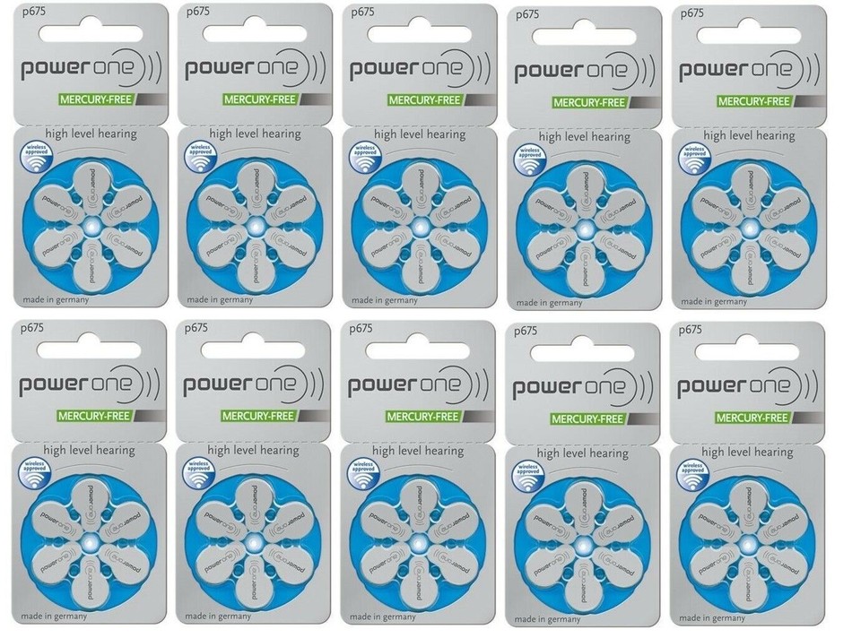 Powerone Hearing Aid Battery Size P675 - 6 batteries to 240 batteries ...