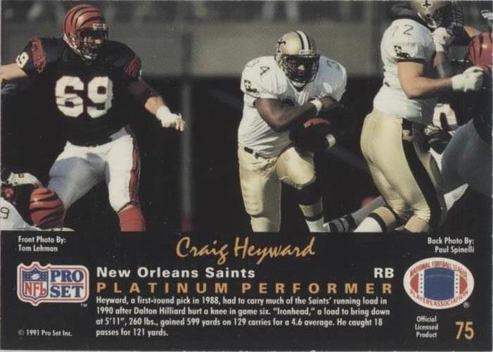 1991 Pro Set Platinum Craig Heyward #75 for sale | eBay