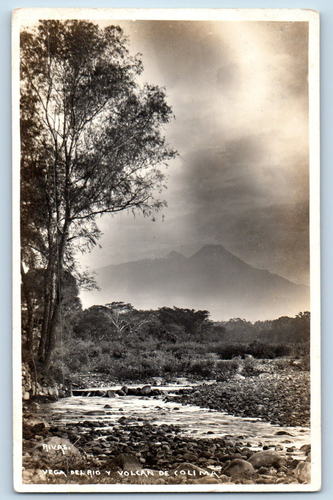 Colima Mexico Postcard Vega Del Rio And Volcano Of Colima c1920's RPPC ...