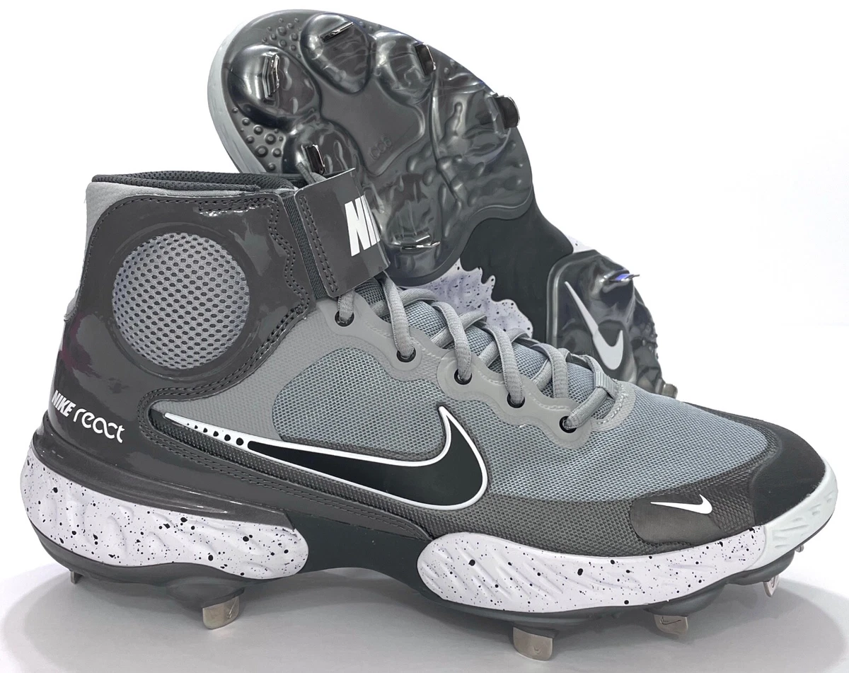 Nike Alpha Huarache Elite Mid Baseball Metal Cleats 14 Grey