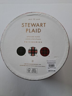 Pottery Barn STEWART PLAID Appetizer Plates Set of 12 | eBay