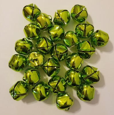 Lot of 25 pcs Bright Lime Green Metal Jingle Bells 25mm 1" Christmas ...