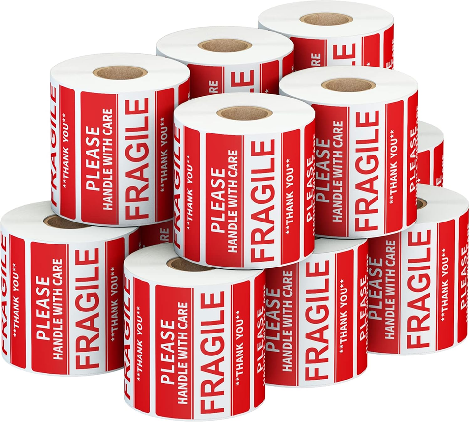 6000 2X3 Fragile Stickers Shipping Handle with Care Labels (500 Labels ...