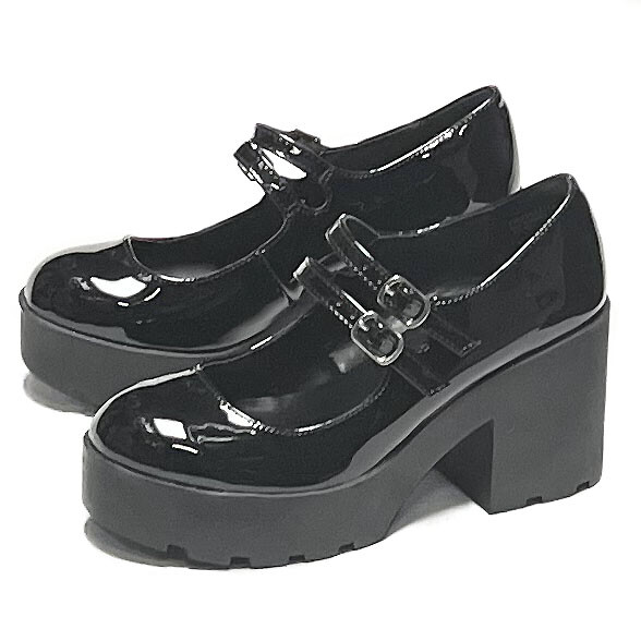 New Women Black White Mary Jane Platform Chunky Heel School Girl Ballet ...