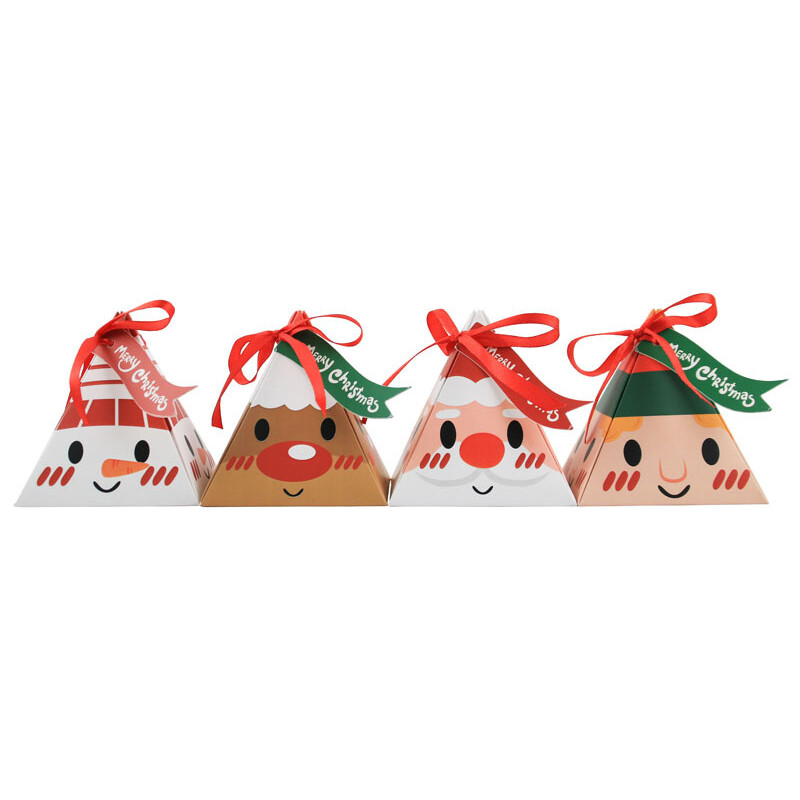 10pcs Triangle Christmas Paper Box Santa Claus Cookies Candy Gift ...