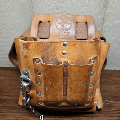 Klein Tools 5165 Leather Tool Pouch USA Made Vintage Electrician Hammer ...