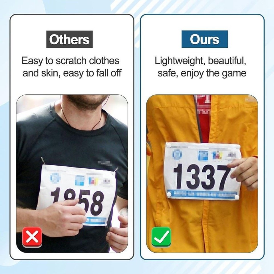 10 Paia Magnetico Race Bavaglino Clip Marathon Gara Numero Supporto ...