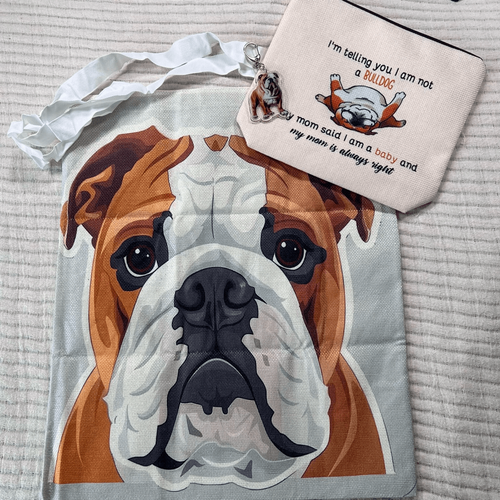 English Bulldog Gift Set, Tote Bag, Make Up Bag, Key Chain Christmas ...