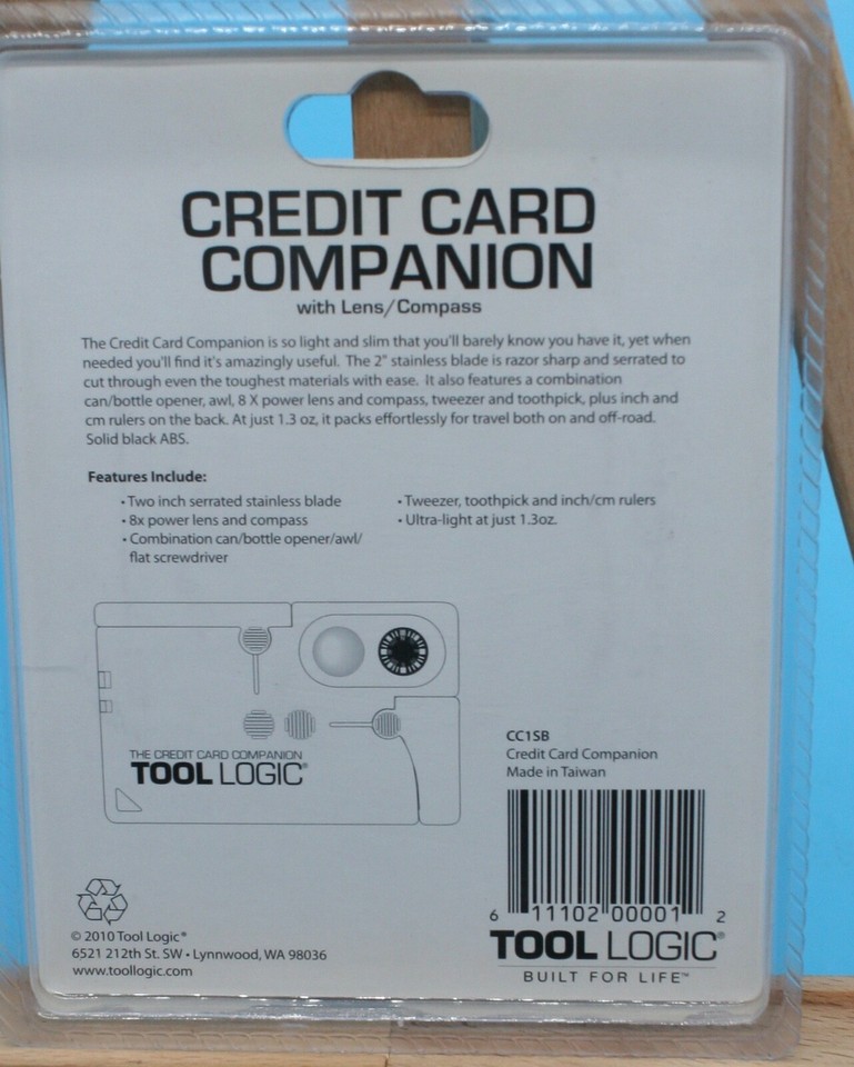 TOOL LOGIC CC1SB Credit Card Companion w/ Compass/Bottle-Opener/Pocket ...