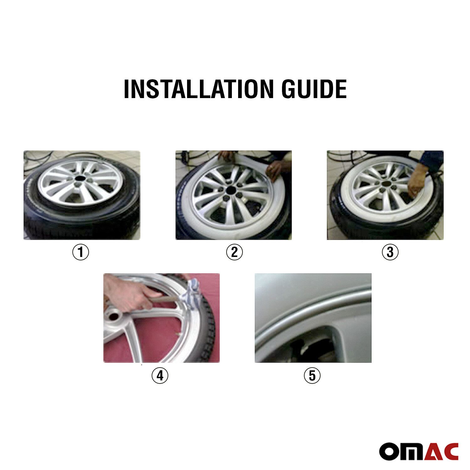 4x Portawalls Black White Wall Tire Insert 14" Rims Sidewall Set ...