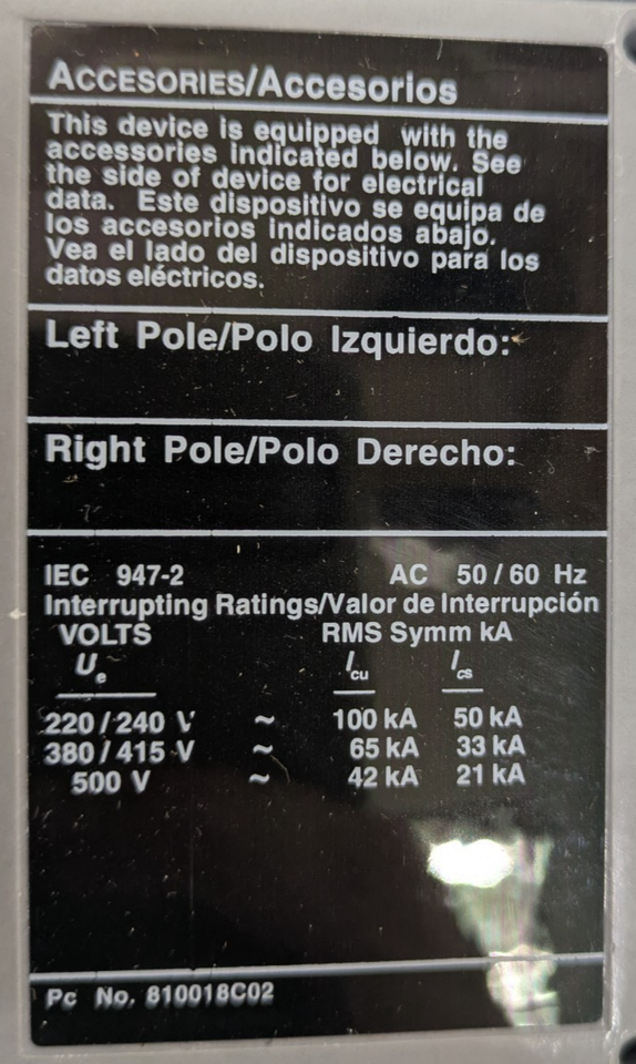 Siemens HJD63F400 Sentron Molded Case Circuit Breaker, HJD6-A, 3-Pole ...