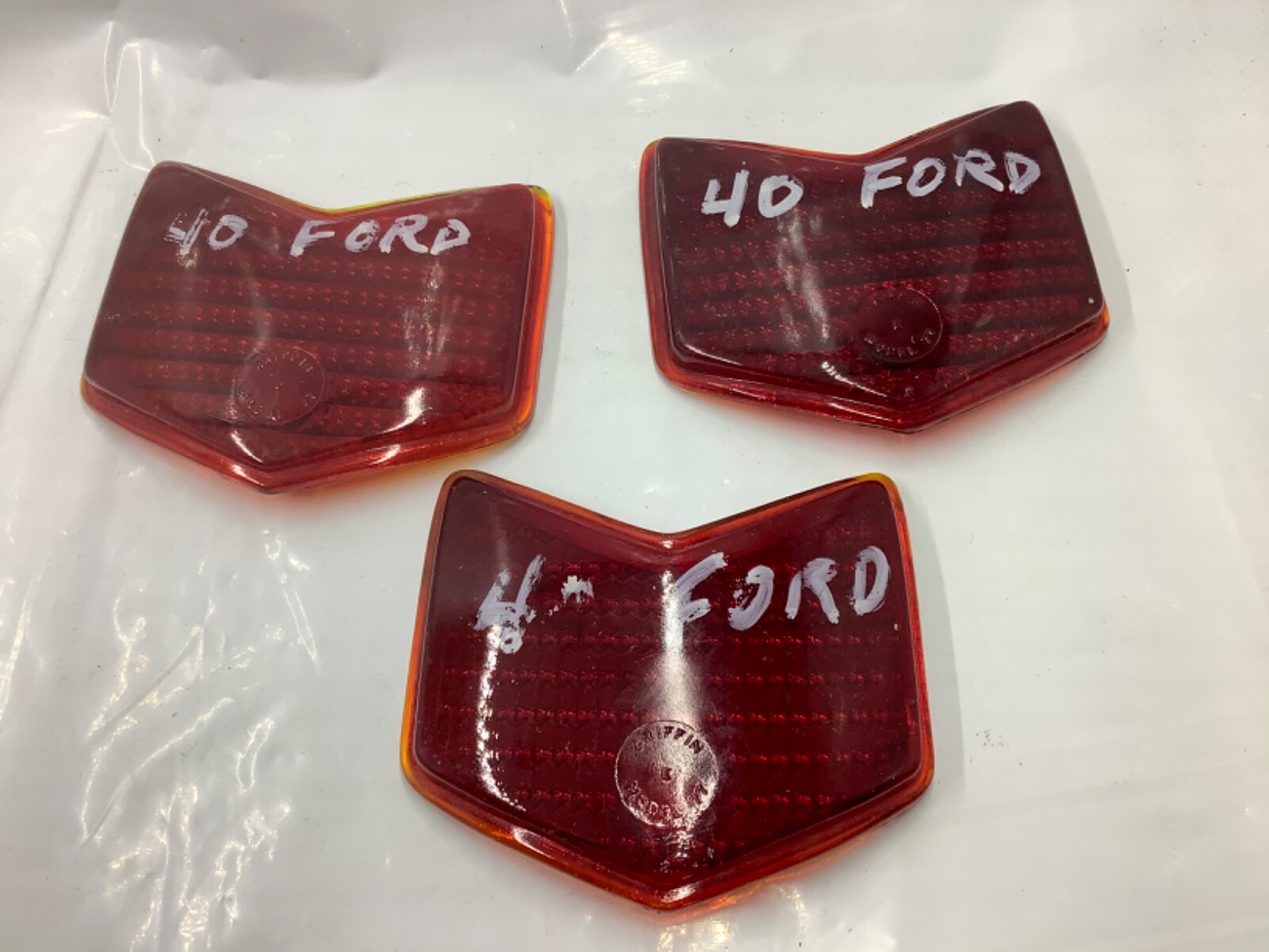 Lot Of 3 1940 Ford Rear Lamp Taillight Red Brake Lenses | eBay