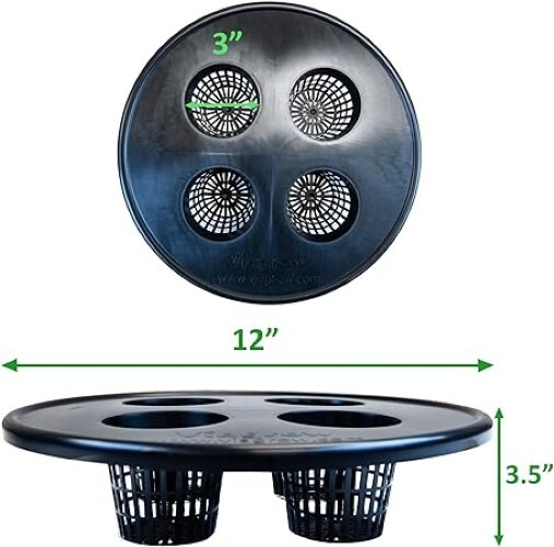 3.5 and 5 Gallon Net Pot Mesh Bucket Lid 4 Pots per Lid & Blue Sight ...