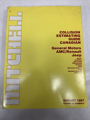 Mitchell Collision Estimating Guide August 1987 #5 Ford GM Chrysler AMC ...