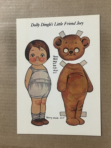 Postcard Dolly Dingle Paper Doll Little Friend Joey Teddy Bear Costume ...