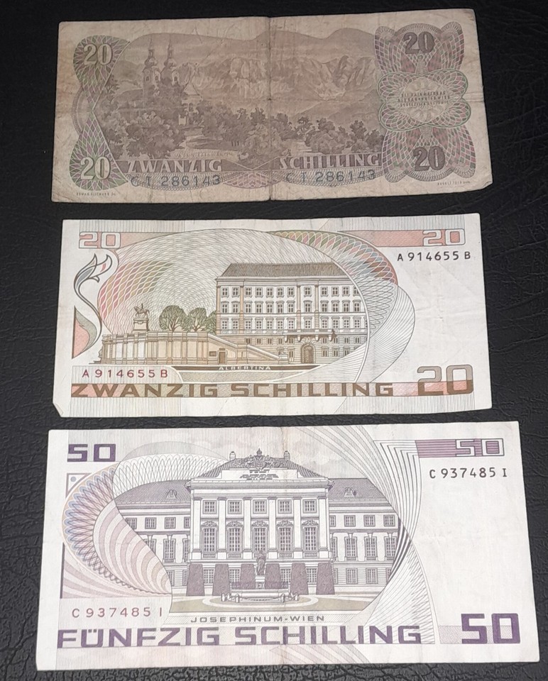 AUSTRIA: Set of 3 Austrian Schillings Banknotes. Circulated | eBay