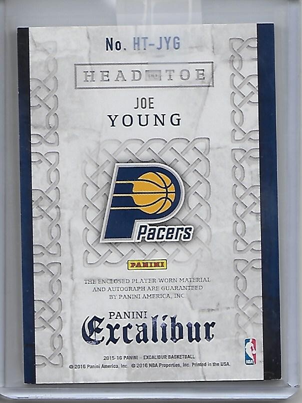 2015-16 Excalibur JOE YOUNG rookie Head to Toe jersey shoe auto Pacers ...