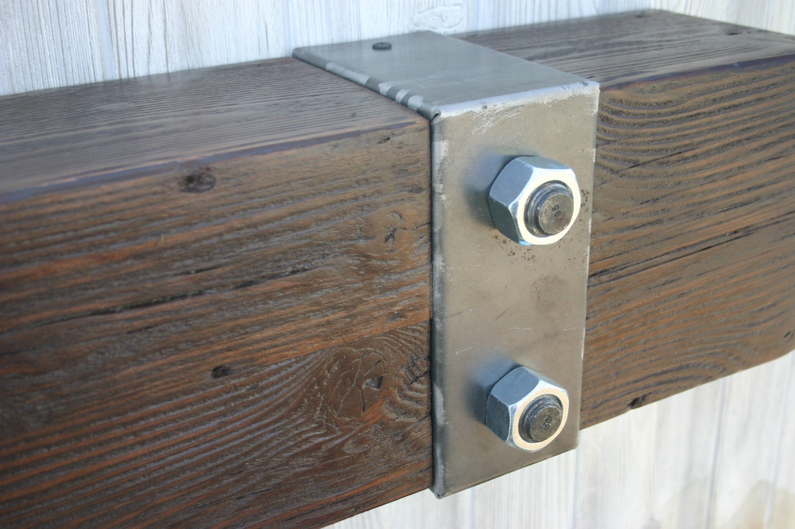 Reclaimed Rustic Fireplace Mantle w/ Steel Wrap Nuts & Studs | eBay