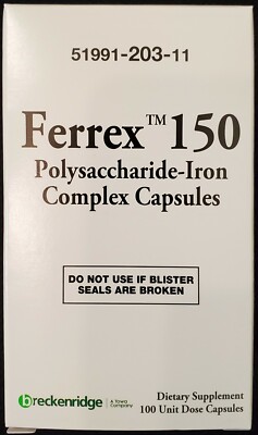 Ferrex Polysaccharide Iron Complex 150 Box 100ct -Expiration Date 05 ...