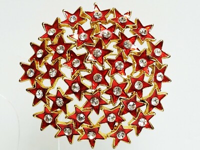 Vintage Red Enamel & Rhinestone Star Pendant/ Brooch AKA. Globular ...