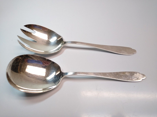 Reed And Barton Stainless Steel Salad Serving Fork Spoon Set Flatware ...