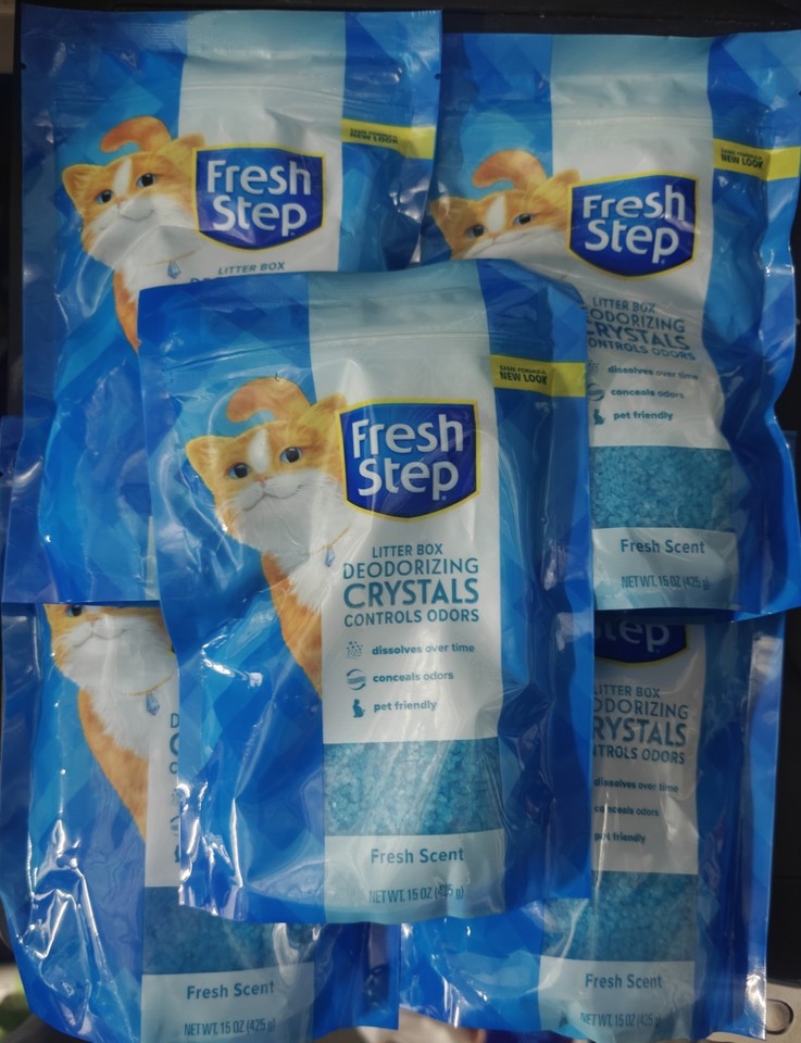 5 PACK Litter Box Deodorizing Crystals Scent Fresh Step 15oz (75 oz ...