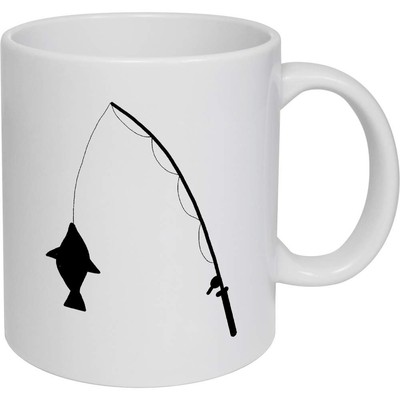 11oz (320ml) 'Silhouette Of A Fishing Rod And Fish.' Mug (MG00083563 ...