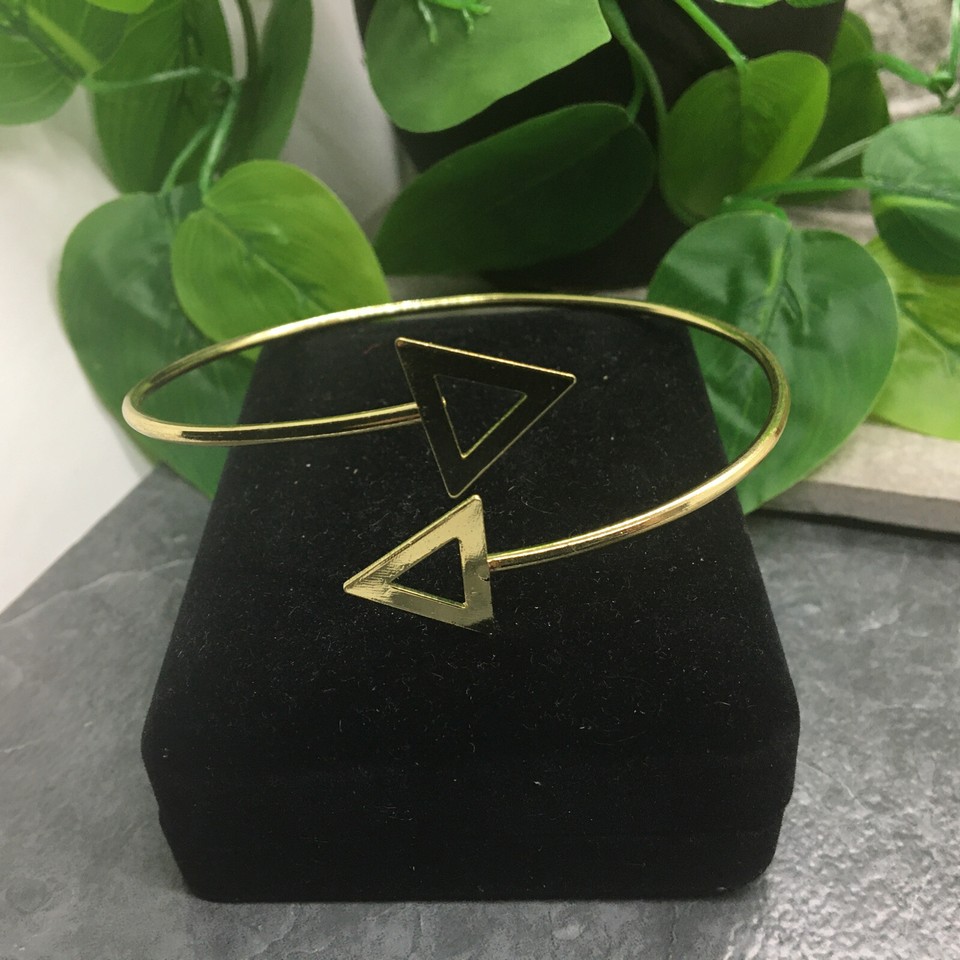 Gold-tone Upper Arm Cuff Armband/Bangle Bracelet Adjustable Open New ...