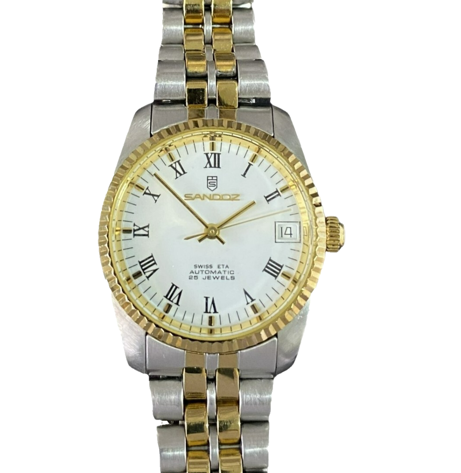 Sandoz Automatic White Dial Two Tone Stainless Steel Lady's Watch Swiss ...