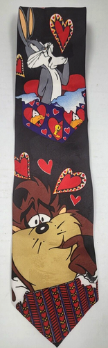Vintage 1995 Looney Tunes Mania Tie Taz Daffy Bugs Bunny Hearts ...