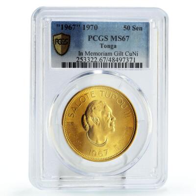 Tonga 50 seniti In Memoriam Salote Tupou III Politics MS67 PCGS CuNi ...
