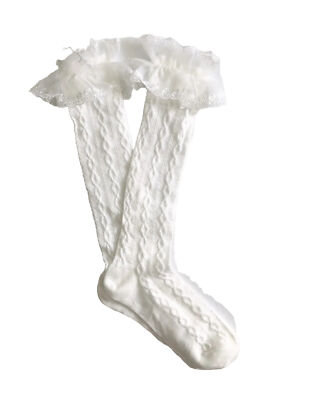 Tutu Anna Girls Over Calf Socks WHITE Ruffers socks Soft Cotton | eBay ...