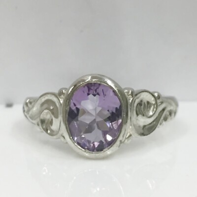 F2340 SILVER OVAL AMETHSYT RING | eBay Australia
